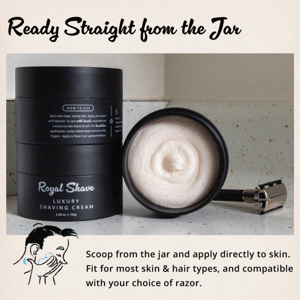 Royal Shave Luxury Shaving Cream- Bergamot, Sandalwood, or Sweet Tobac