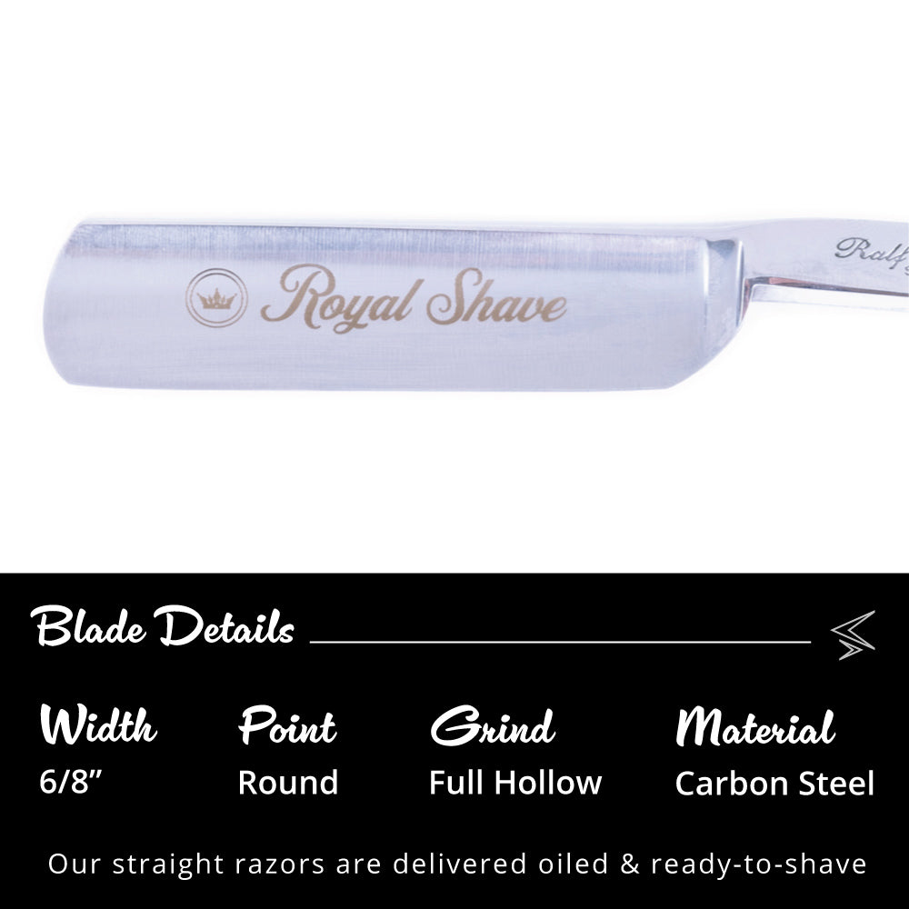 Royal Shave 6/8" Full Hollow Round Point Carbon Steel Straight Razor ...