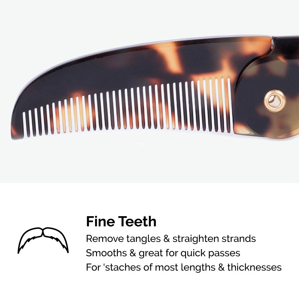 Zeus Folding Mustache Comb, Tortoiseshell | Royal Shave